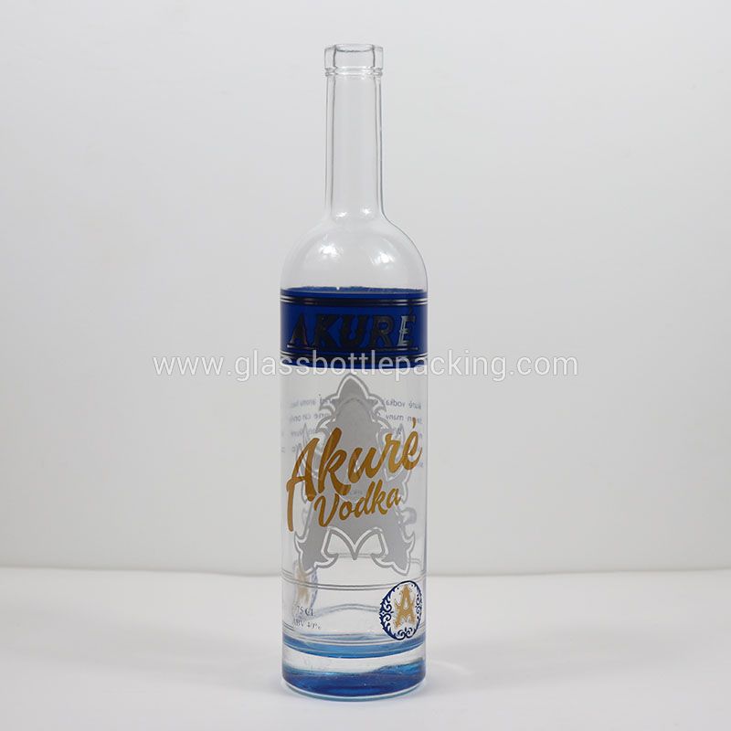 750ml cylinder corked top glass vodka bottle with printing label
