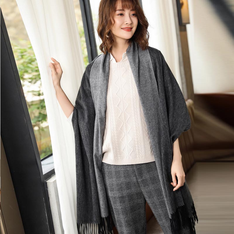 Pure Cashmere Shawl Different Colors on Two Sides