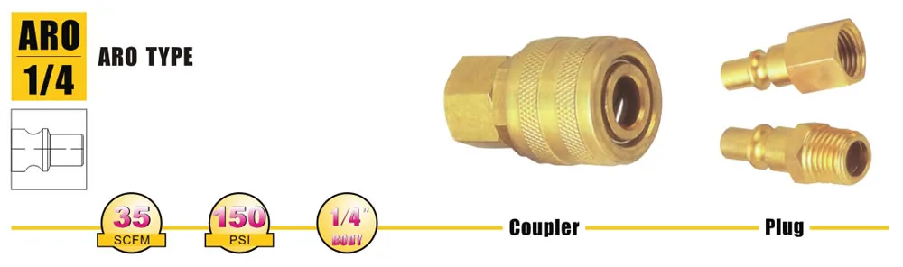 ARO Coupler Hose Barb Plug LU11-2PH Solid Brass Air Fittings Quick ...