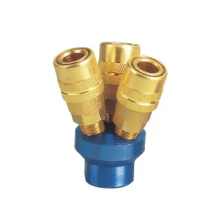 3 Way Male Round Quick Coupler Manifold Block