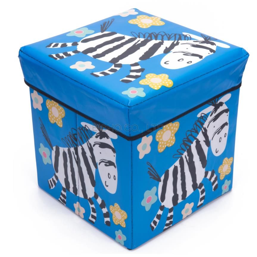 Blue Storage Box with Zebra Print