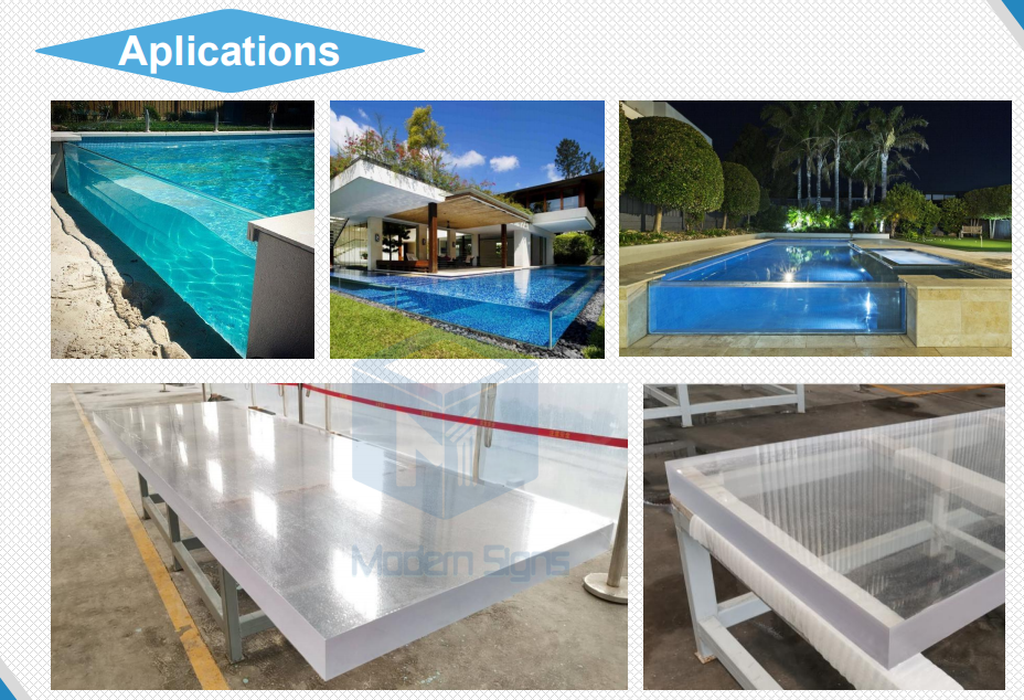 100mm Swimming Pool transparent Acrylic Sheet