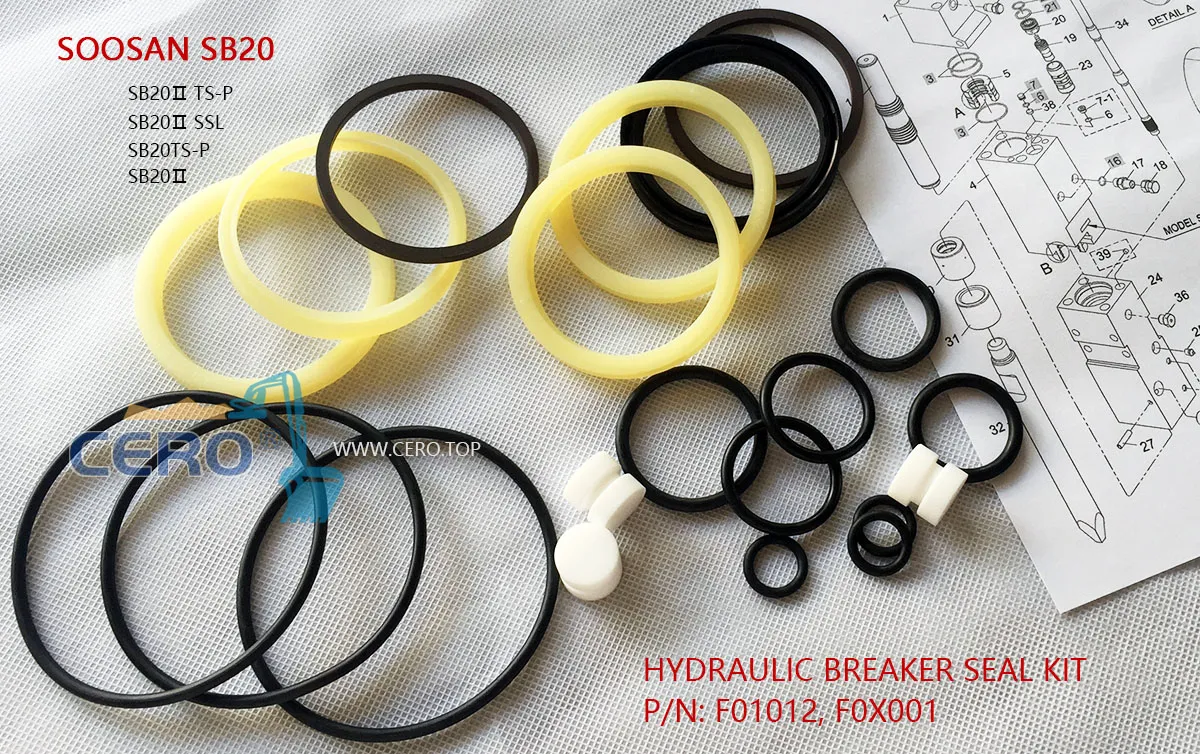 SOOSAN SB20 Breaker Seal Kit F01012 F0X001 SB20Ⅱ SB20TSP SQ20