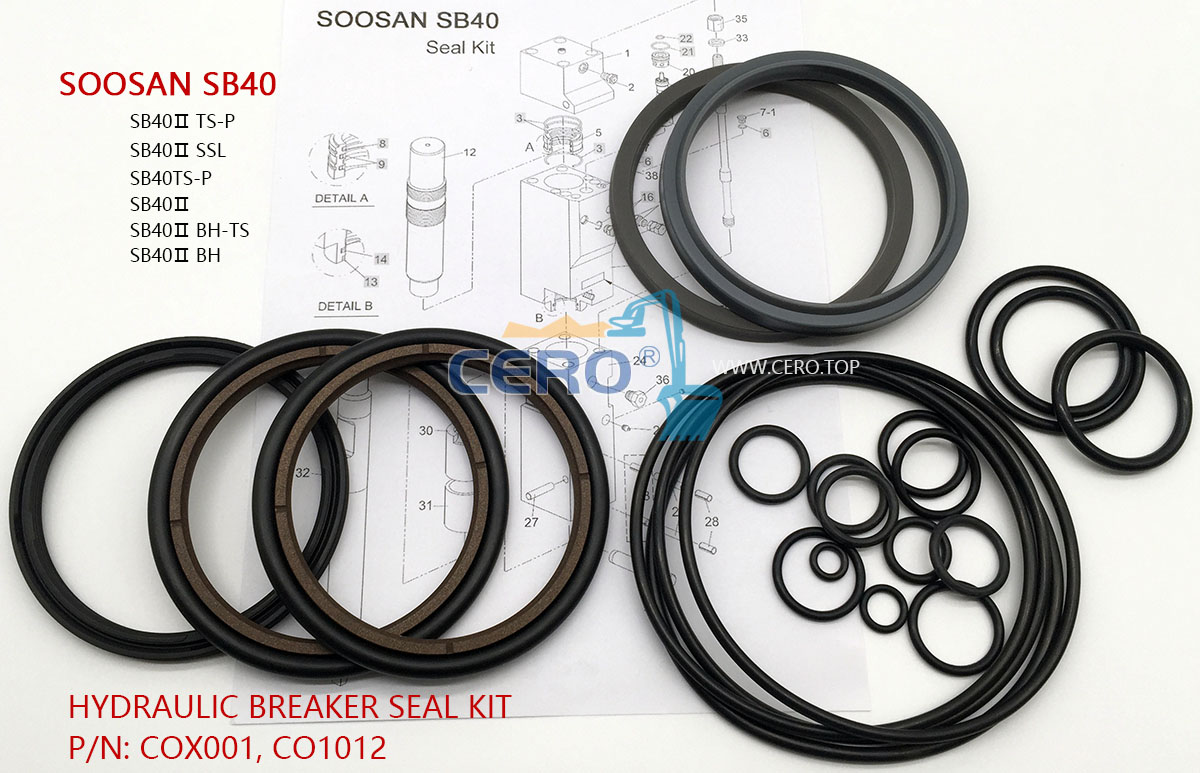 SOOSAN SB40 Breaker Seal Kit COX001 CO1012 SB40Ⅱ SB40TSP SQ40
