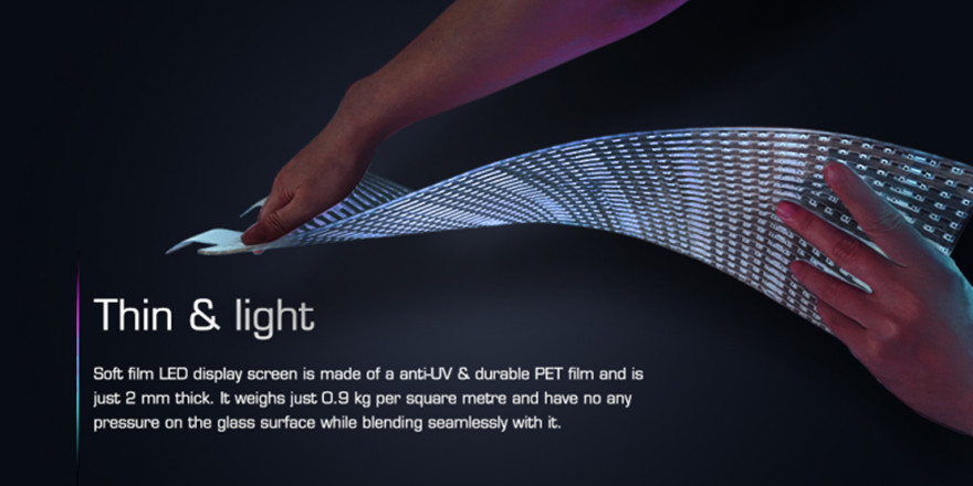 High Brightness Super Thin and Soft Flexible High Transparency Film LED ...