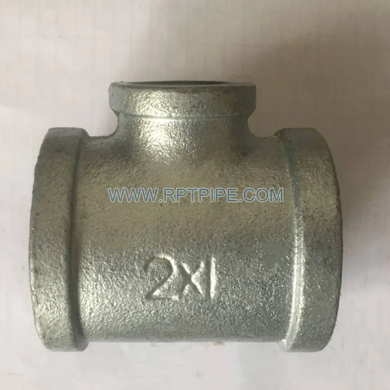 Reducing Tee- Banded Hot-dipped Galvanized Malleable Iron Pipe Fittings with BS Thread