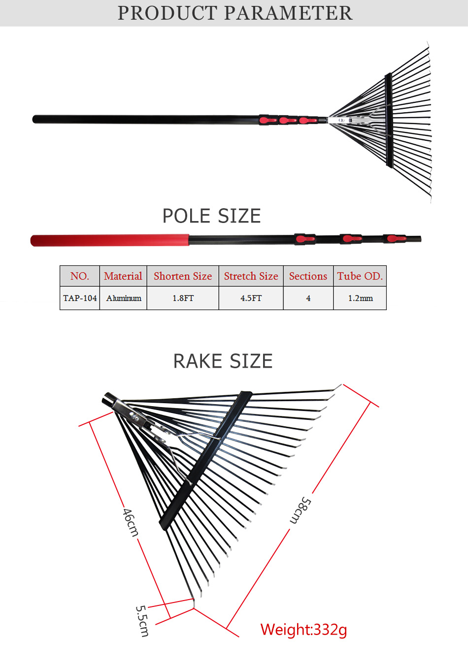 China Telescopic garden leaf rake
