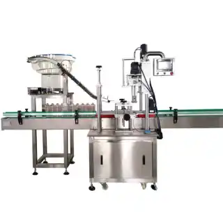 Automatic inline capping machine with bowl caps feeder