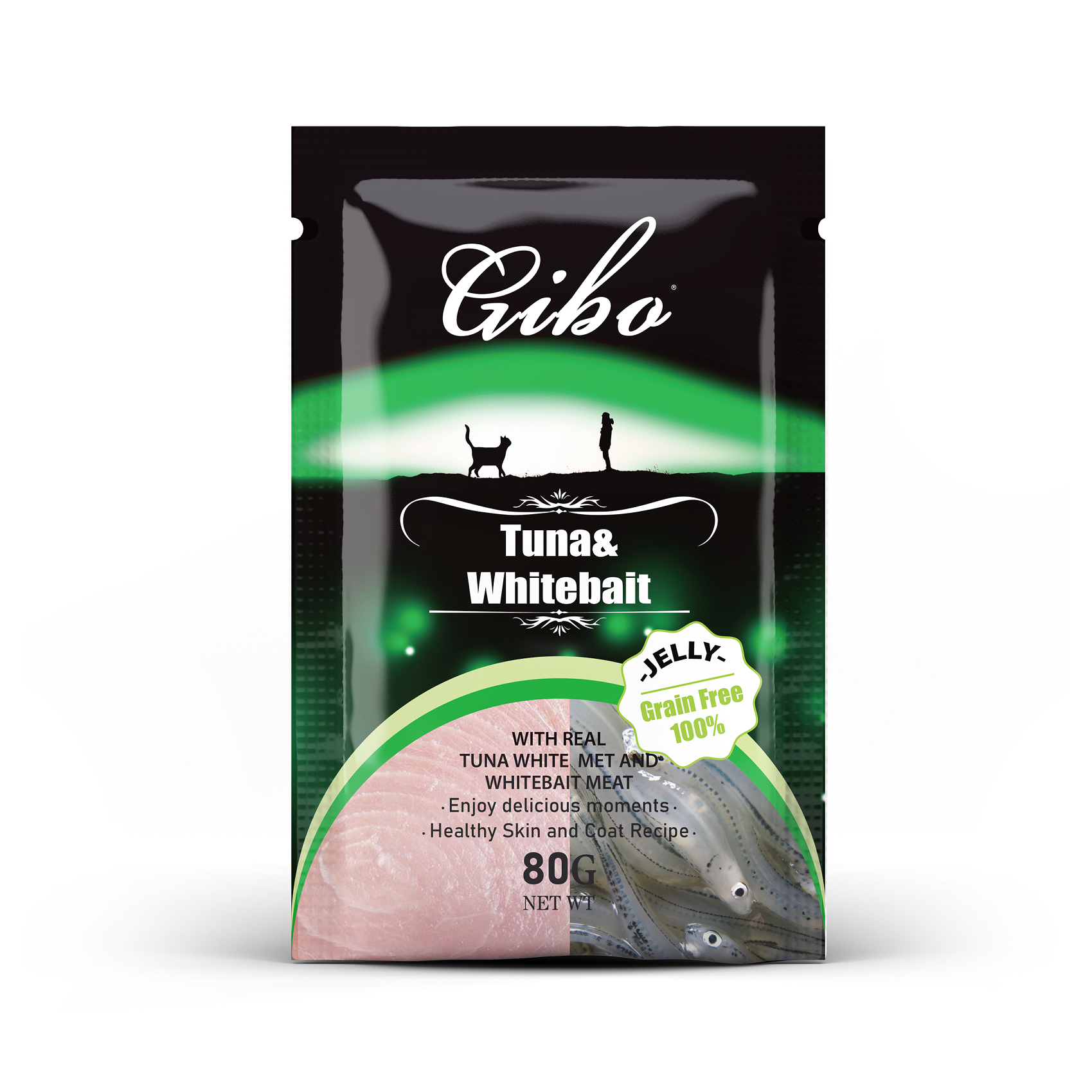 GIBO-CP07 Tuna+Whitebait ，Quality Nutrition，Cat Wet Food Pouch