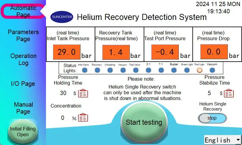 Helium Gas Recovery and leakage detection system