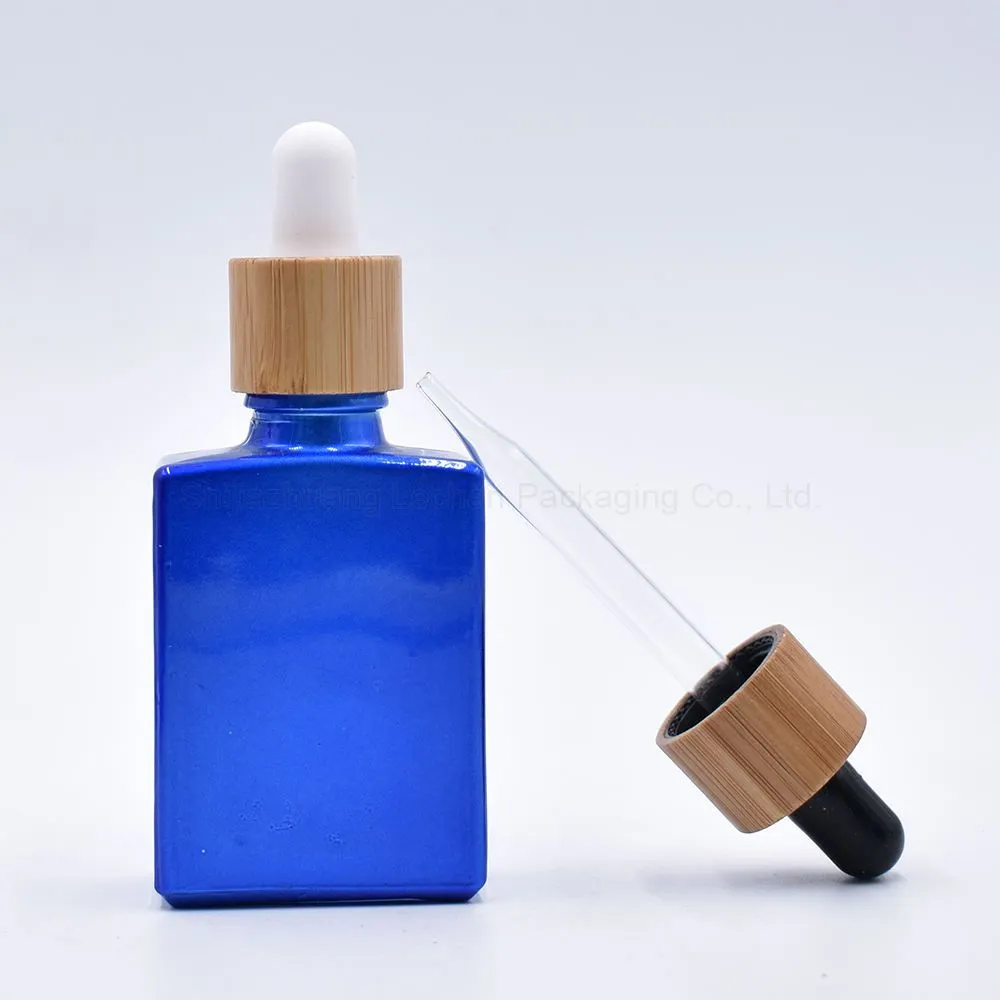 1 oz 2 oz Square Clear Glass Bottle with Serum Droppers