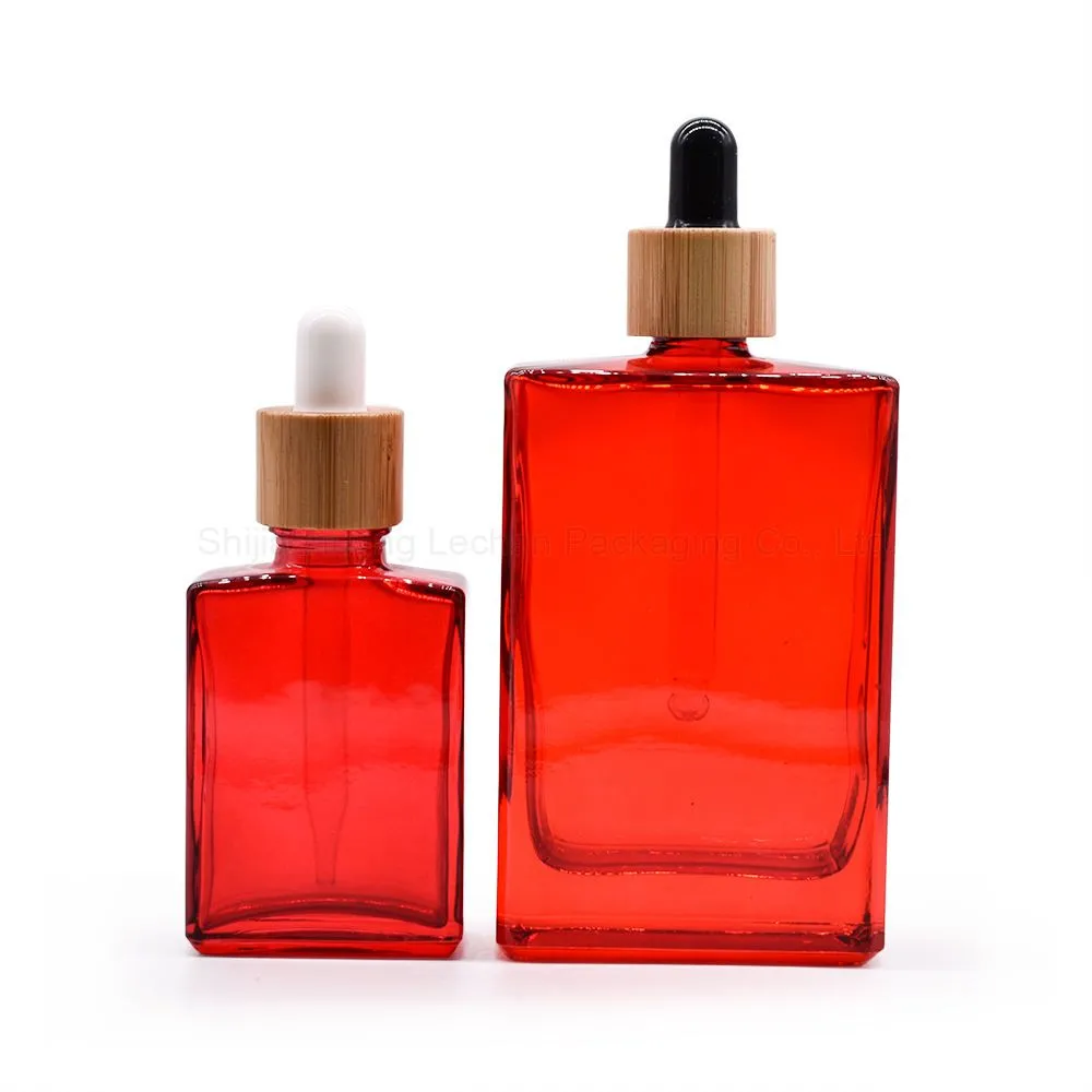 1 oz 2 oz Square Clear Glass Bottle with Serum Droppers