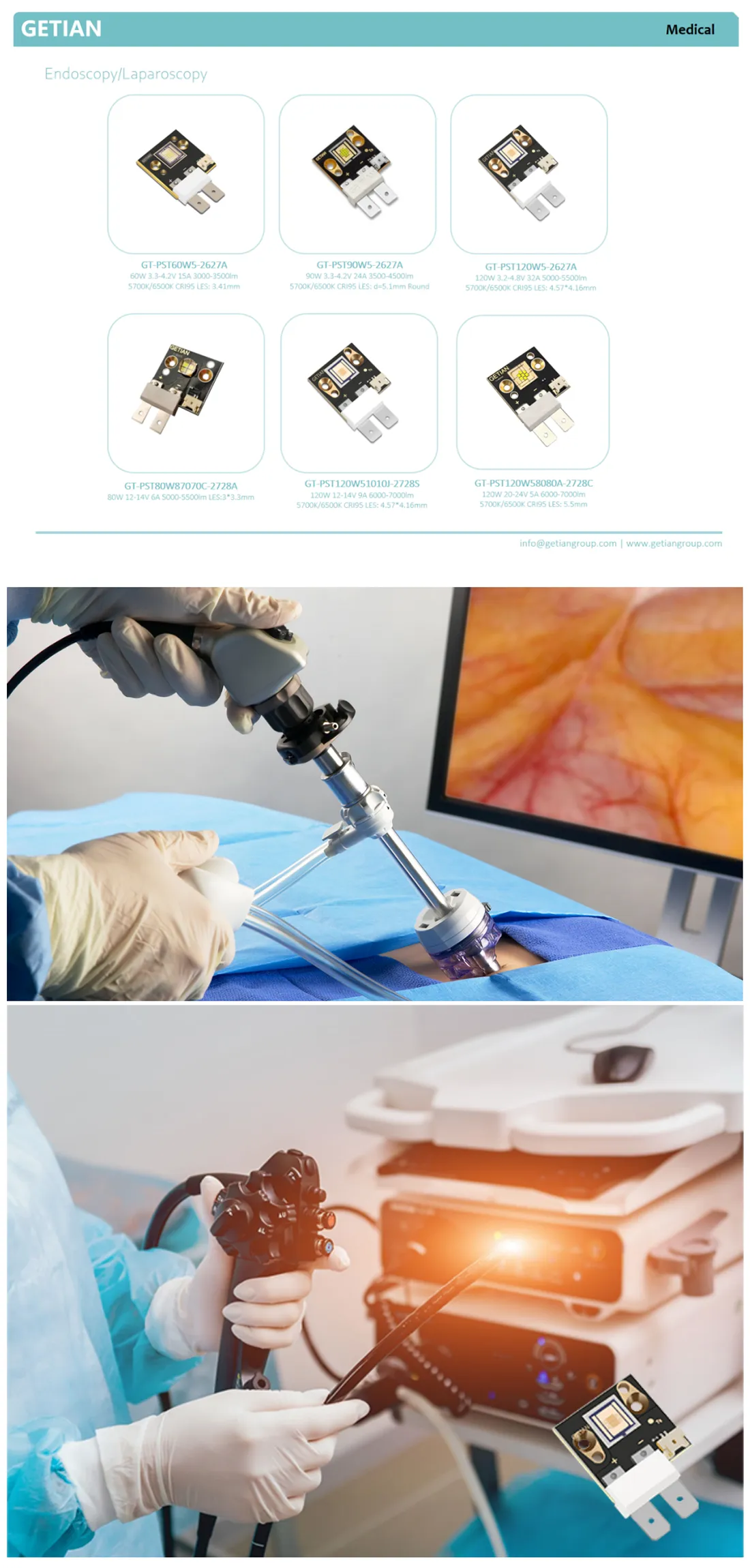 Medical Endoscopy LEDs, Small Beam LED, 3V 90W COB Chip