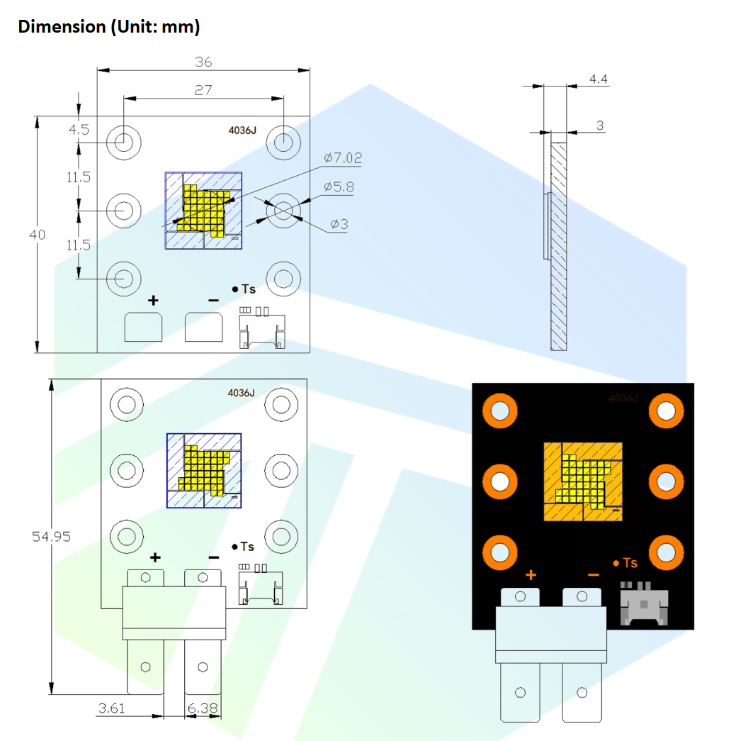 12V COB, COB chip for projectors, COB LED Chip
