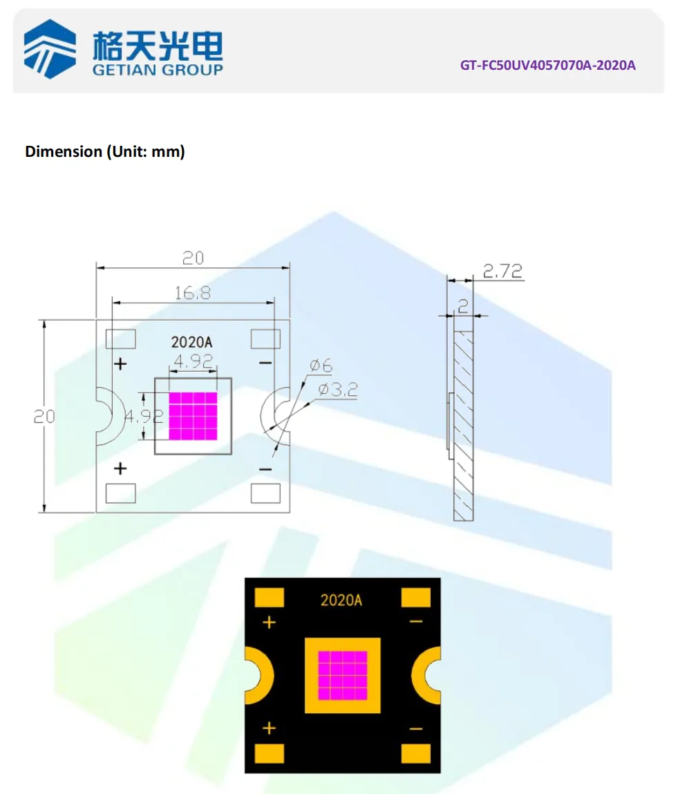 Flip Chip 50W, 50W UV chip, UV COB Chip