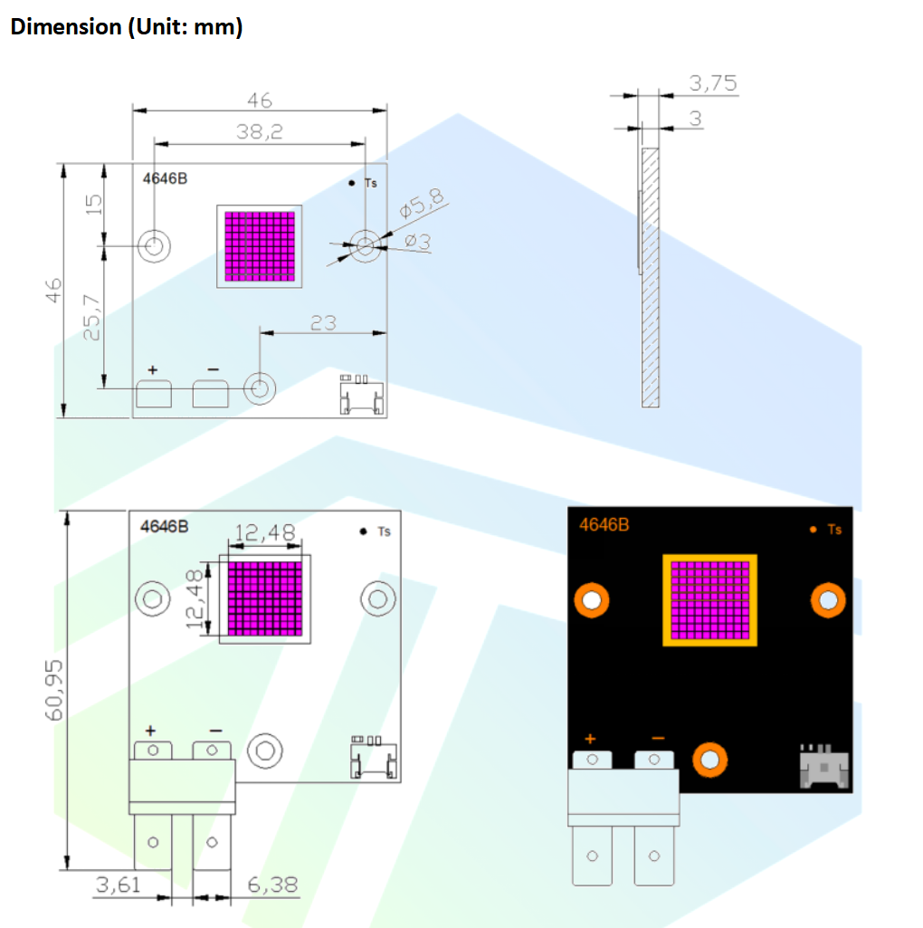 High Power Density cob, 300W UV COB, UV COB LED