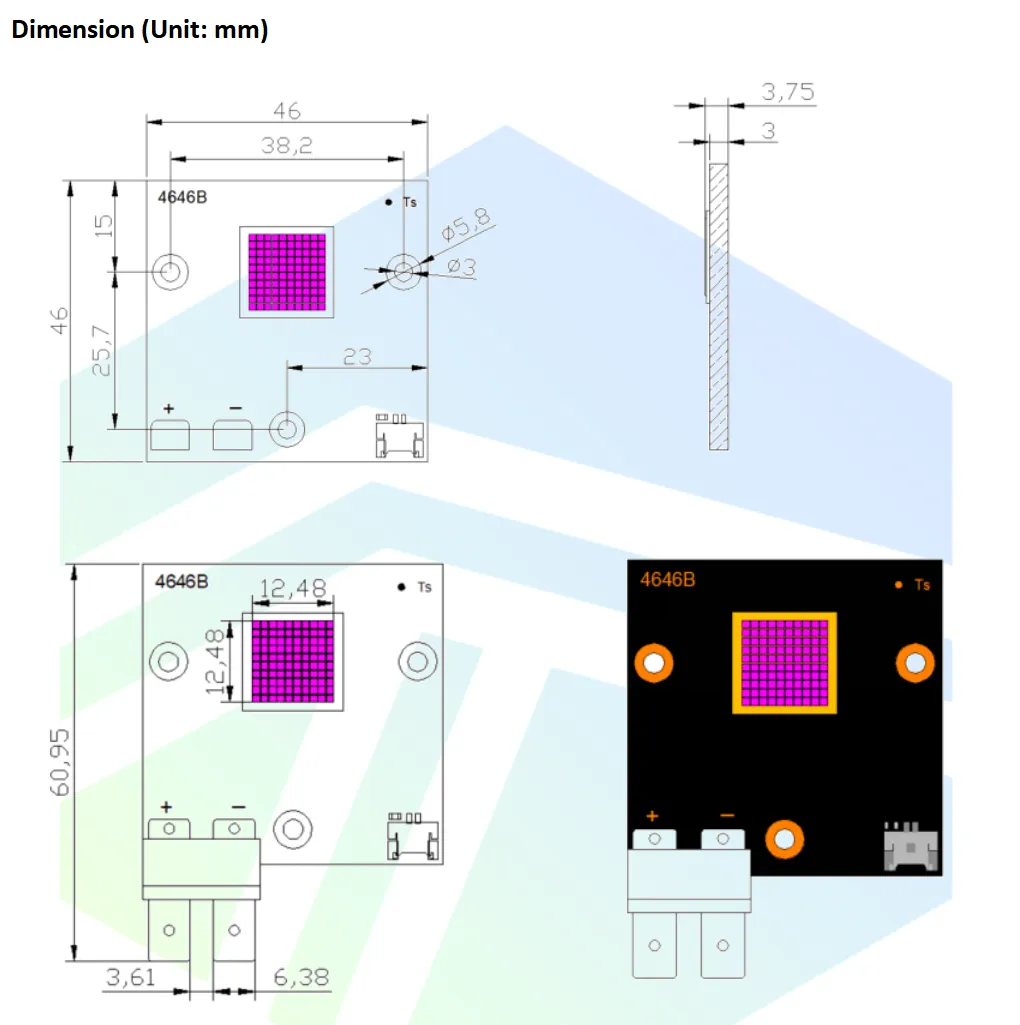 High Power Density cob, 300W UV COB, UV COB LED