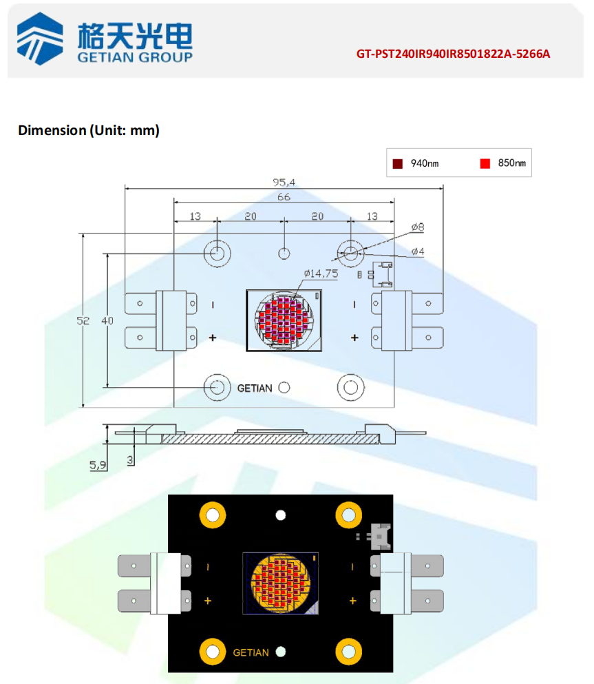 240W IR LED Chip, IR850nm+940nm, high power IR cob