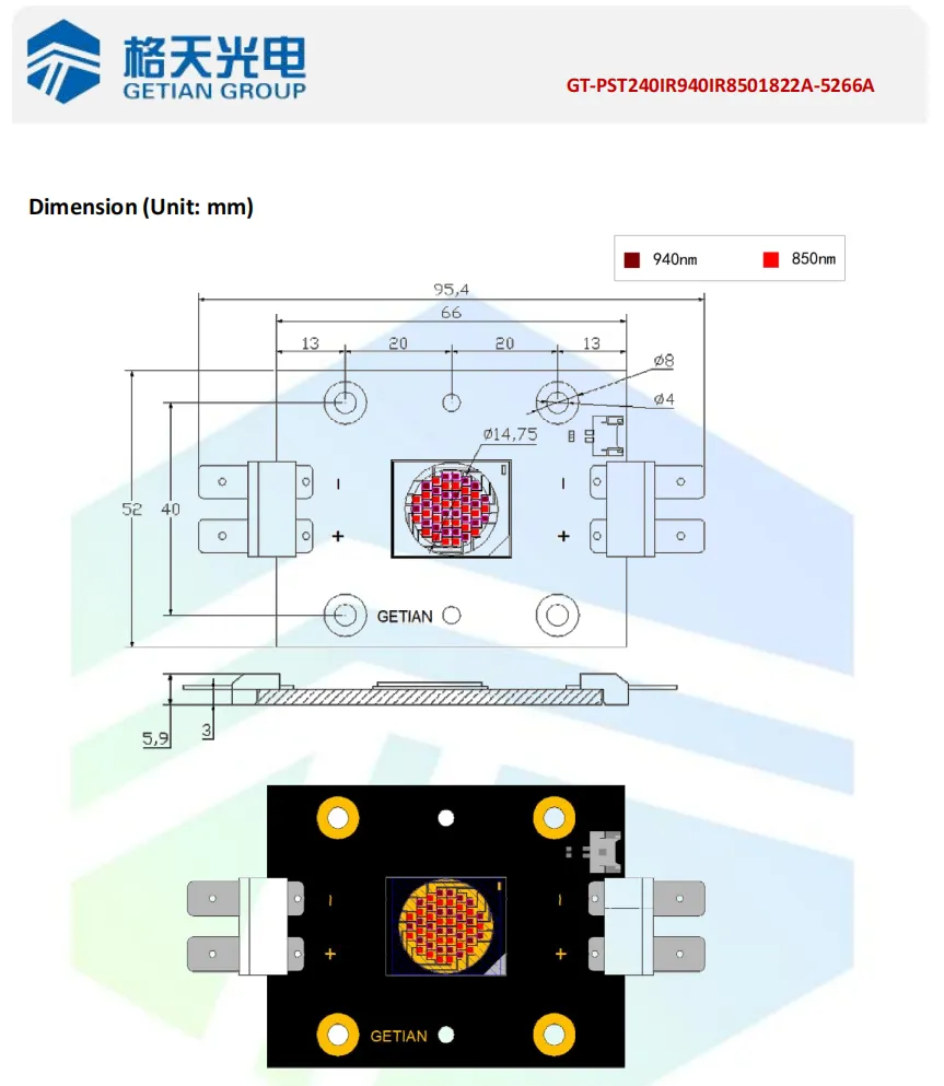 240W IR LED Chip, IR850nm+940nm, high power IR cob