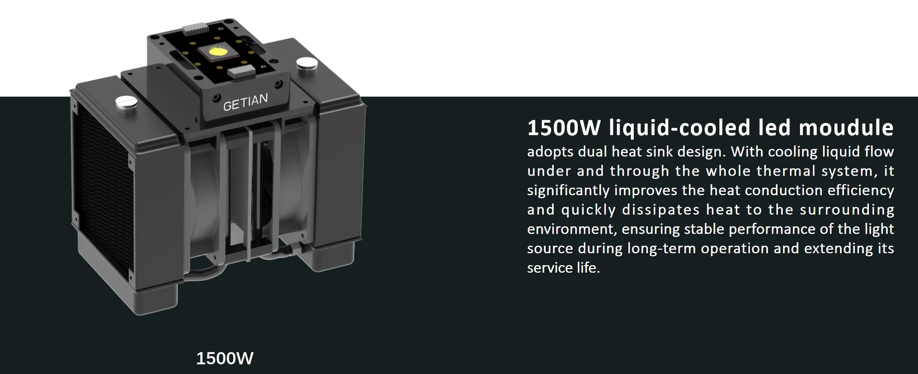 Liquid Cooling LED Module 1500W, 1500W COB with heatsink