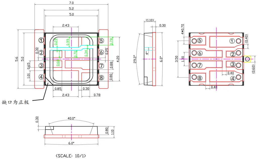 5050 RGBW SMD LED 2W PLCC8
