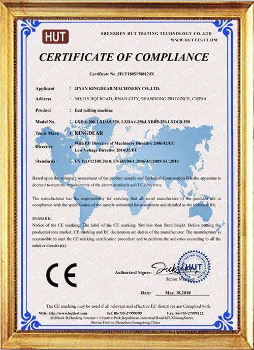 Certificate of Kingdear Machine