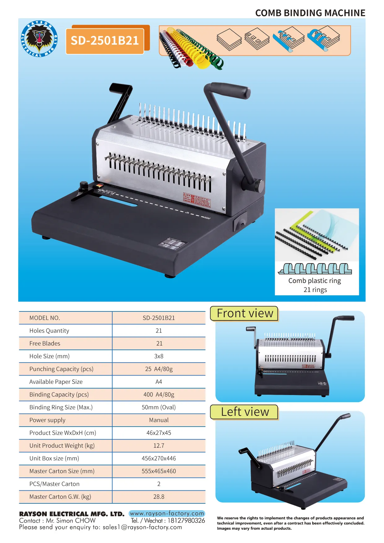 COMB BINDING MACHINE-SD-2501B21