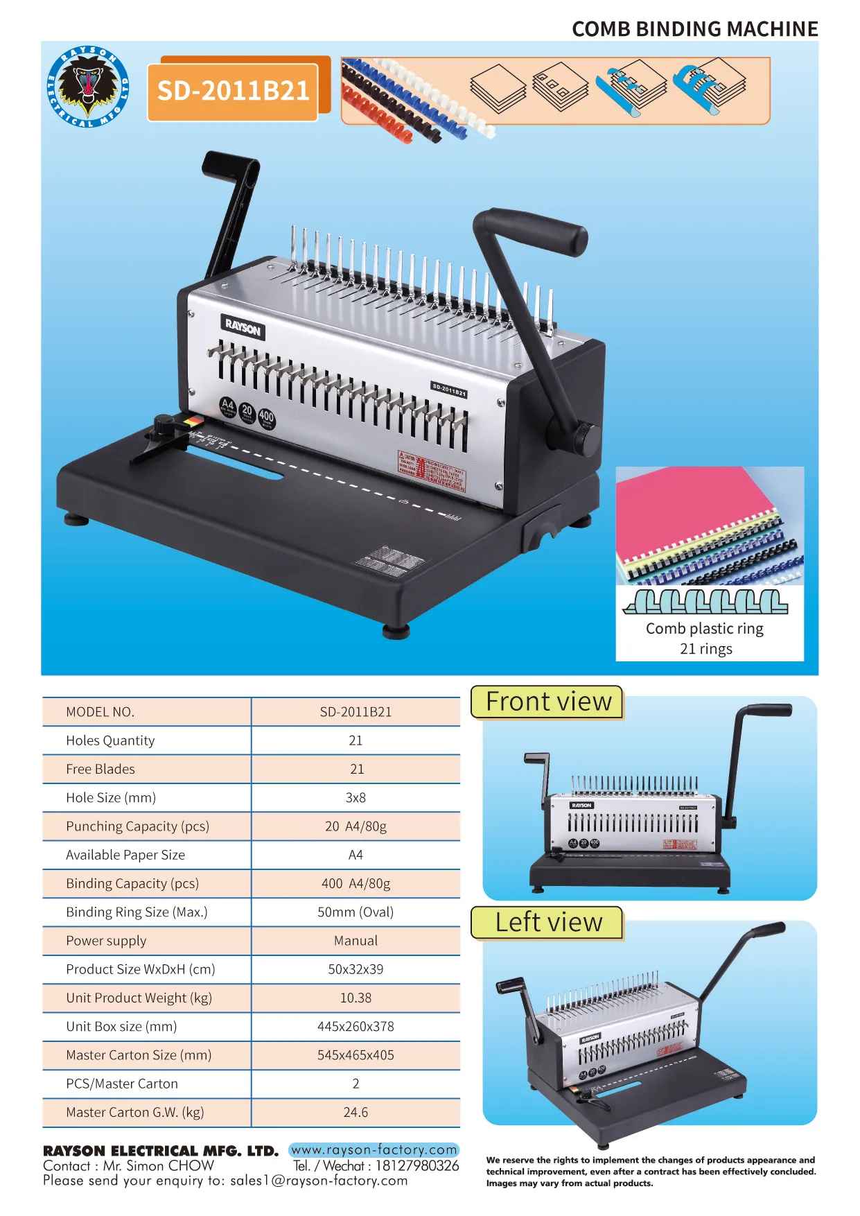 COMB BINDING MACHINE-SD-2011B21