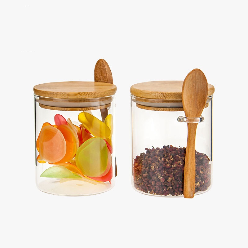 High borosilicate glass storage tank with spoon tea storage tank snack tank