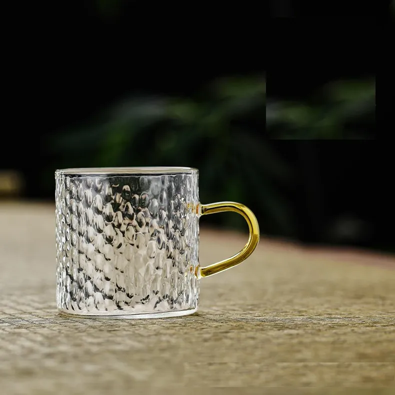 High borosilicate glass small tea cup hammer pattern small cup tea with ...