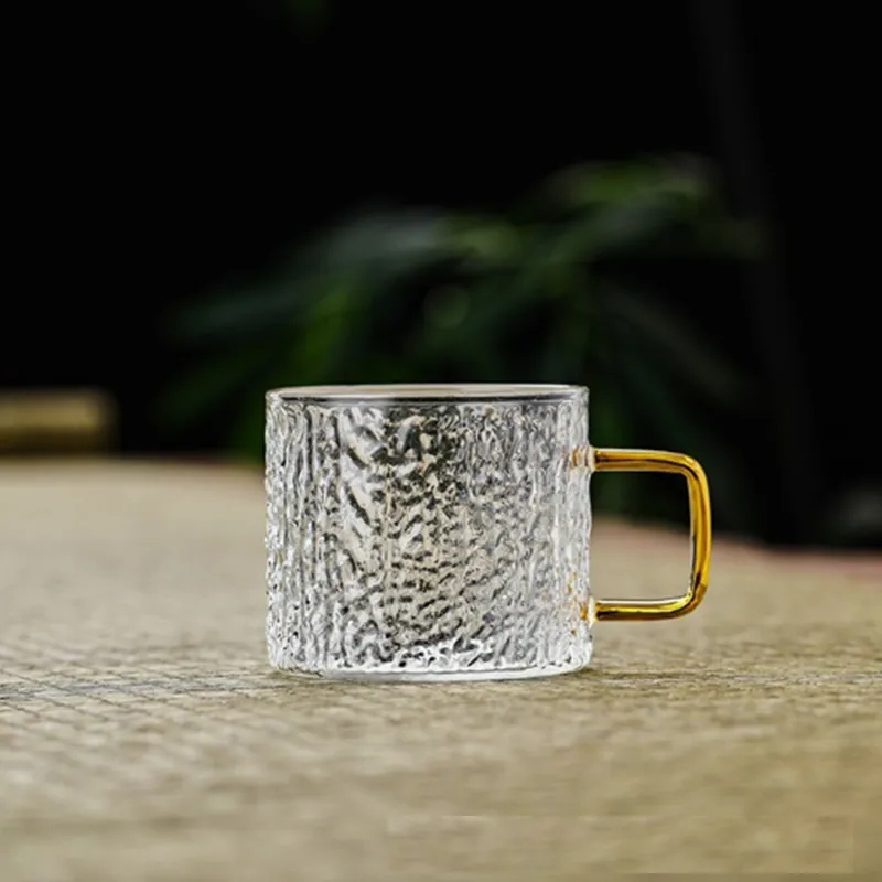High borosilicate glass small tea cup hammer pattern small cup tea with ...