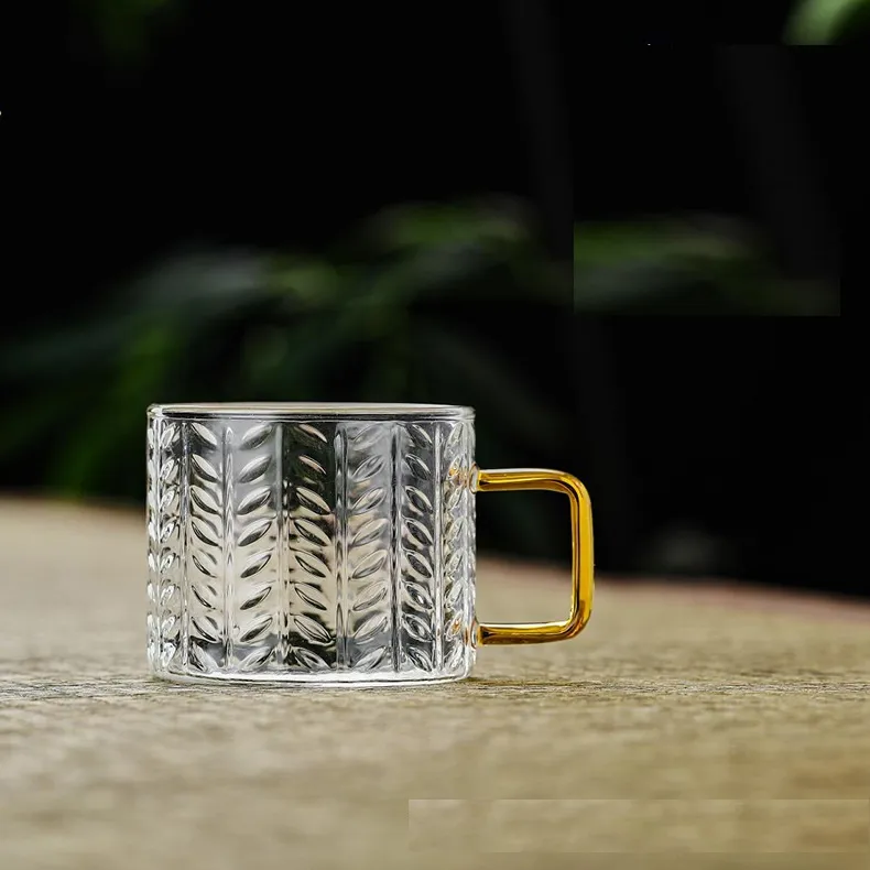 High borosilicate glass small tea cup hammer pattern small cup tea with ...