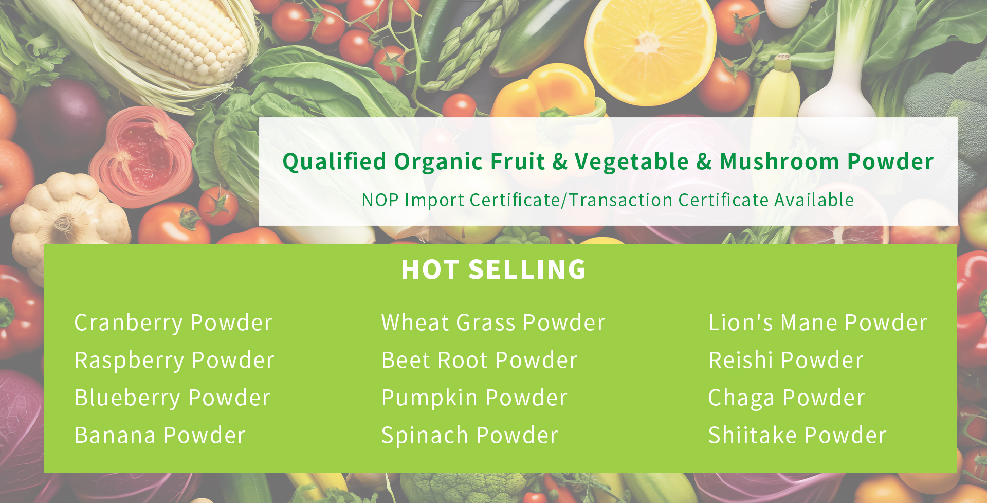 Natural Ingredients, Fruit and Vegetables Powders Manufacturer - Yesherb