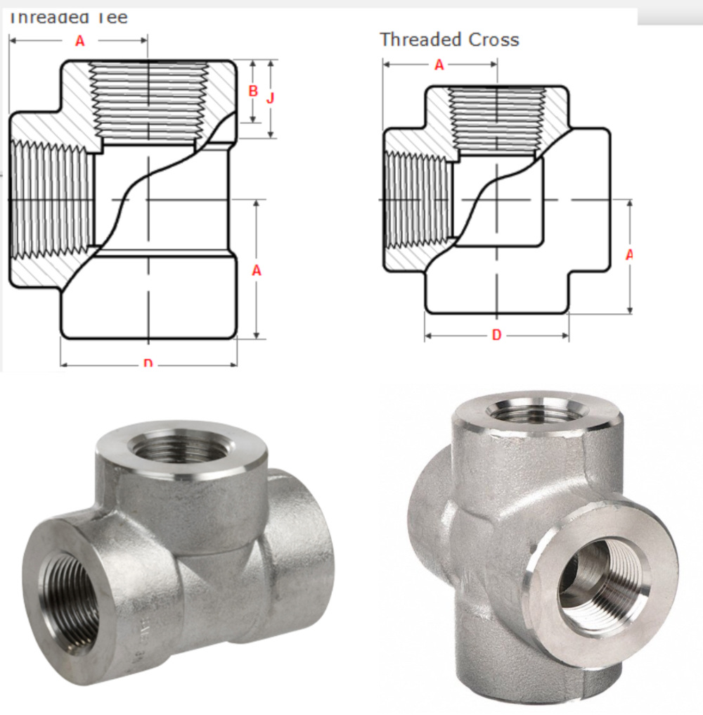 Stainless Steel Threaded Pipe Fitting Tee - Equal / Reducing Tee
