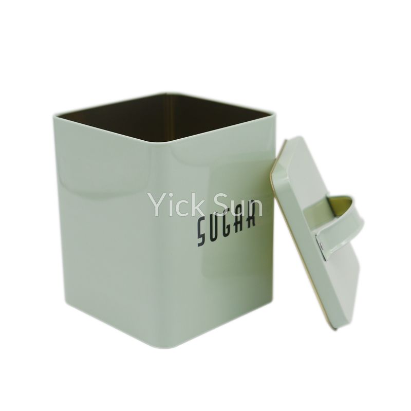 Square Sugar Tins, Wholesale Tea Coffee Sugar Tins With Metal Handle