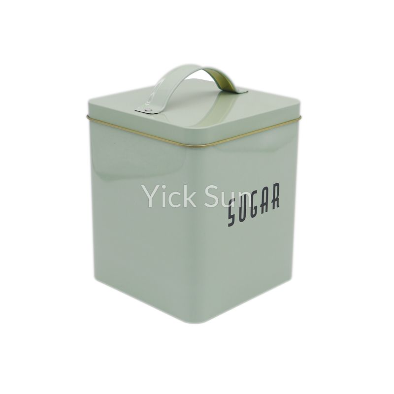 Square Sugar Tins, Wholesale Tea Coffee Sugar Tins With Metal Handle