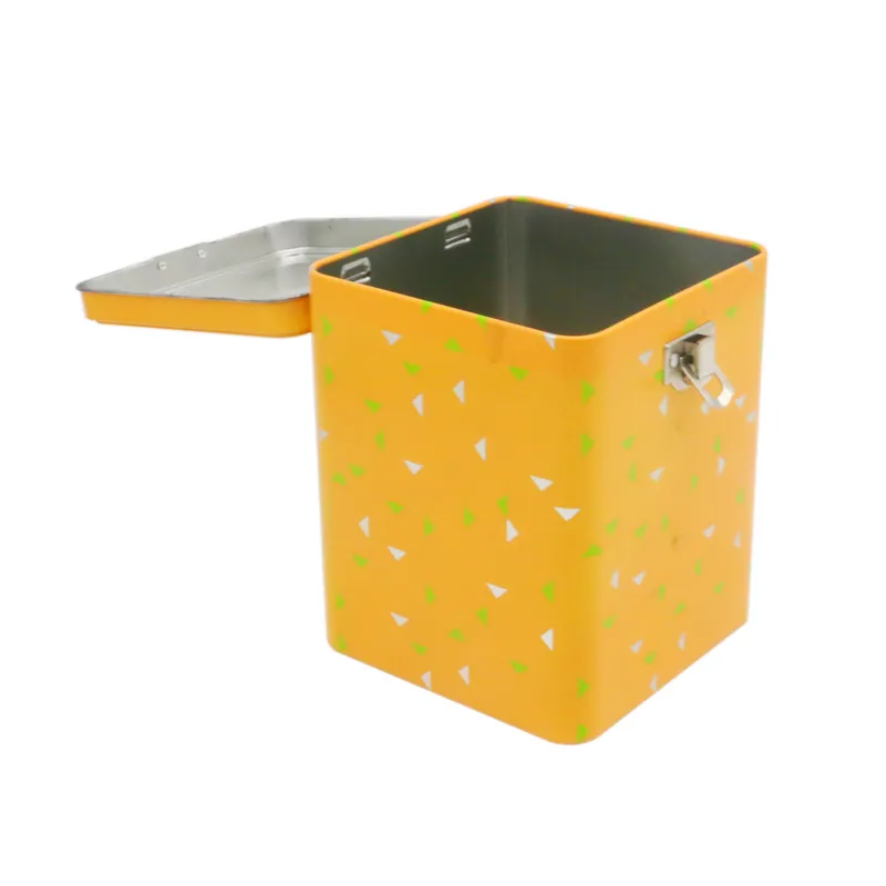 Tea Tins With Lock, Red Tea Tin, Square Green Tin Box