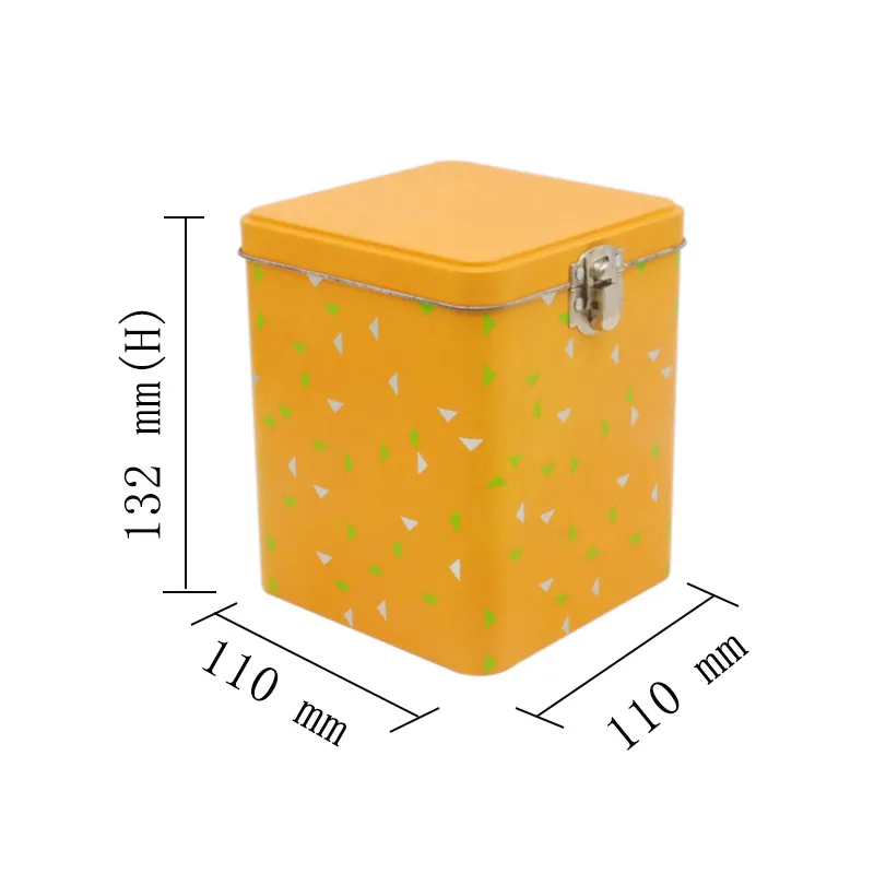 Tea Tins With Lock, Red Tea Tin, Square Green Tin Box