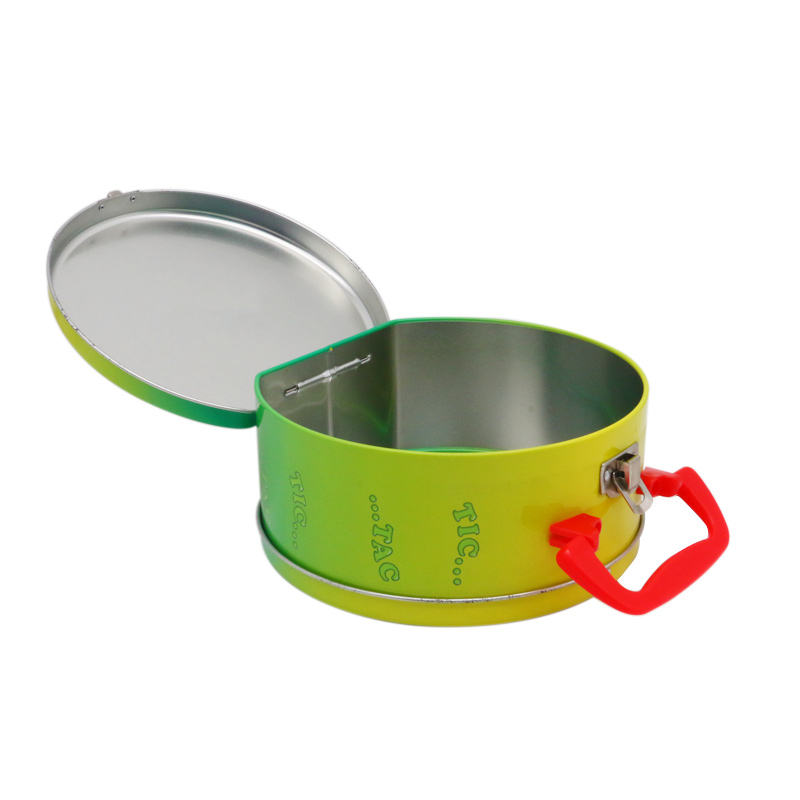 Child Handle Tin, Empty Storage Handle Tin, Round Candy Tin