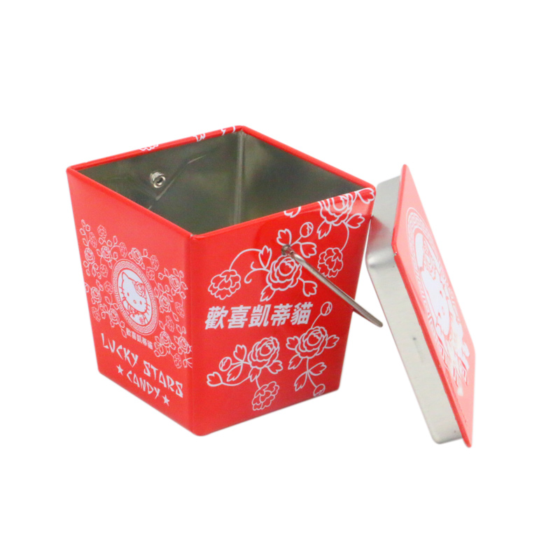 Christmas Candy Tins, Red Tea Tin, Square Green Tin Box