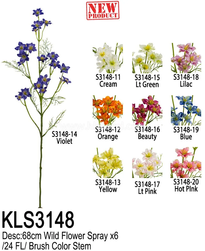 Artificial flower,68cm Wild Flower Spray x6/24 FL