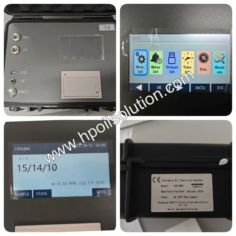 High Precision ISO 4406 Portable Particle Counter for Hydraulic Oil ...