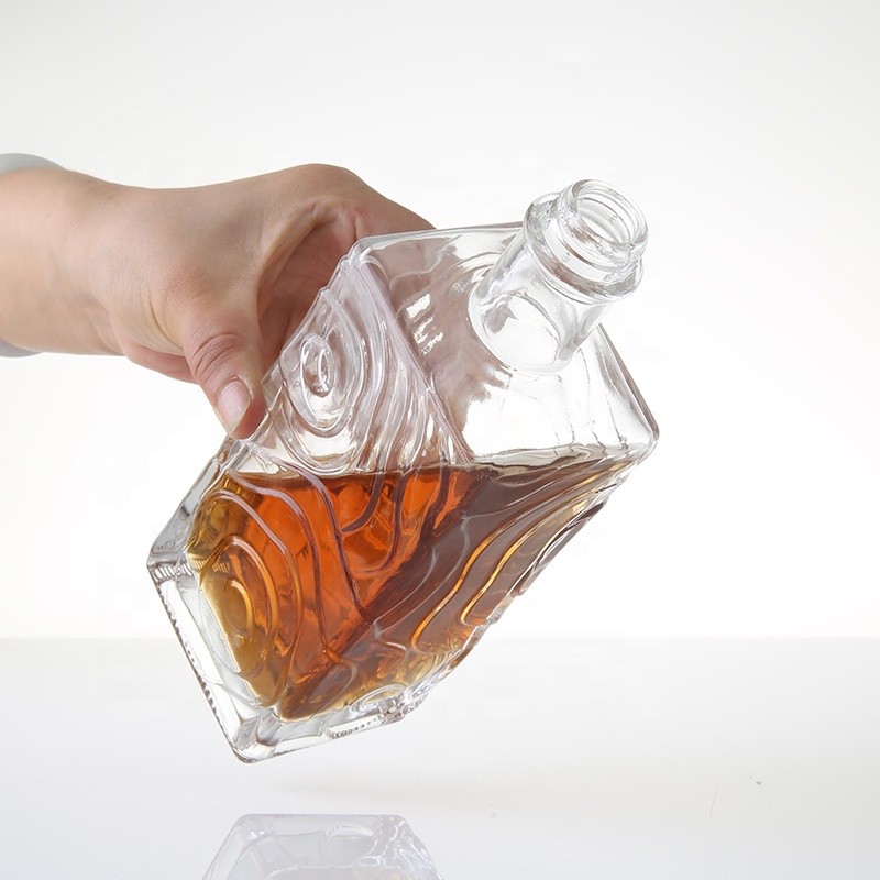 custom tequila square glass bottle and cork