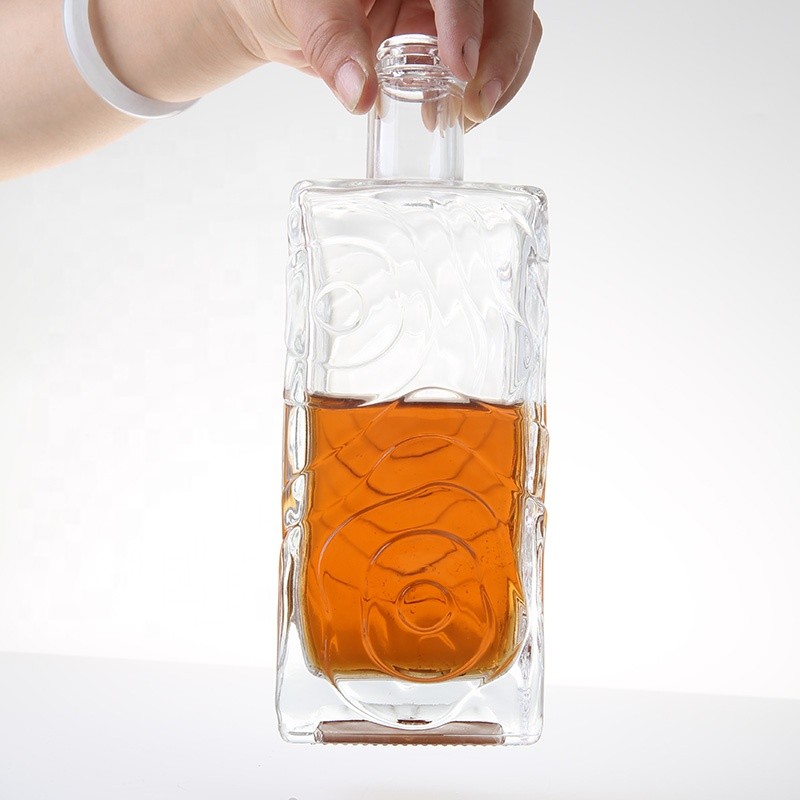 custom tequila square glass bottle and cork