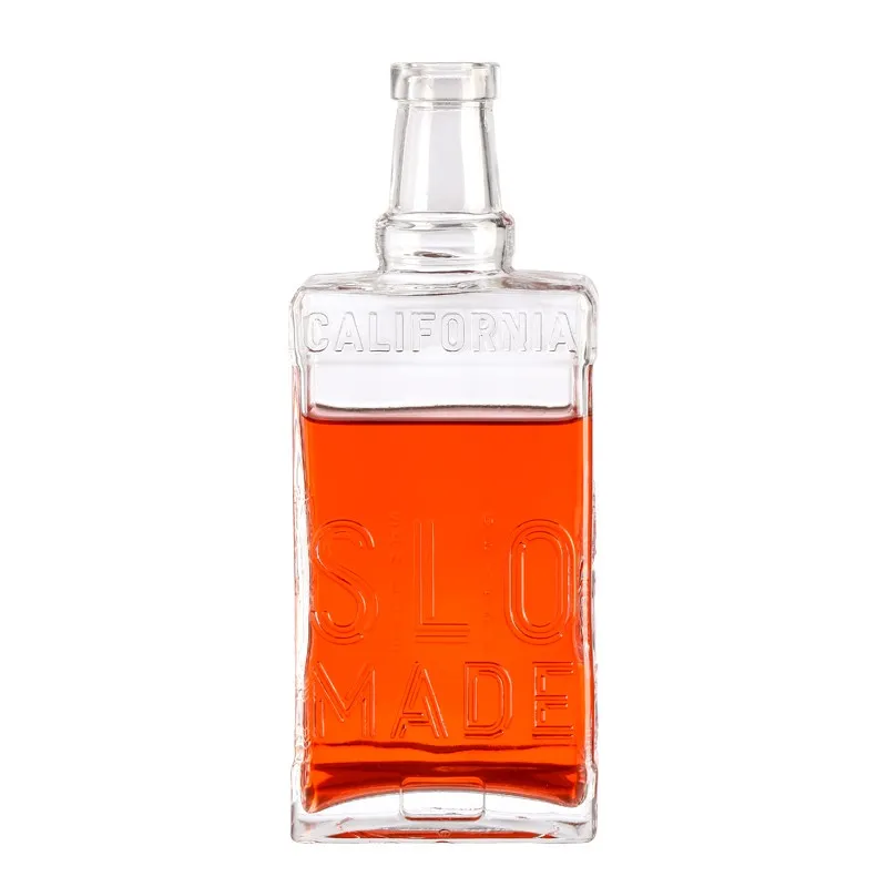 custom tequila square glass bottle and cork