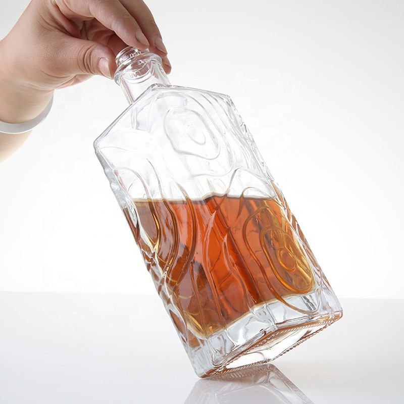 custom tequila square glass bottle and cork