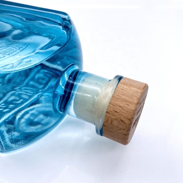 customize empty blue alcohol water glass bottle and cork