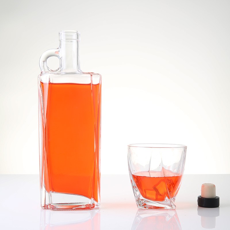 best custom liquor glass bottles with handle wholesale