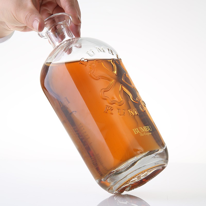 750ML Crystal Rum Glass Bottle Of Liquor And Cork