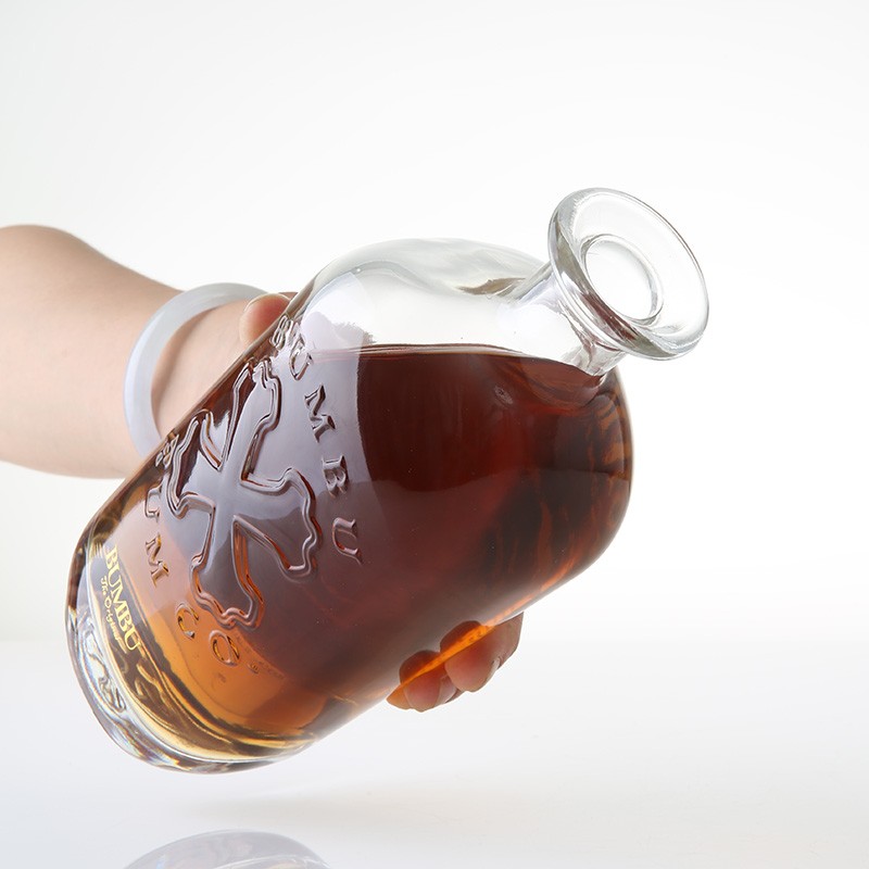 750ML Crystal Rum Glass Bottle Of Liquor And Cork